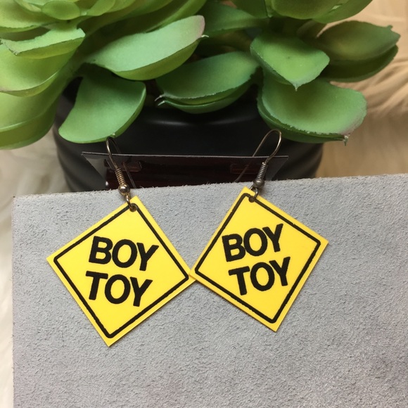 Vintage | Jewelry | Vintage Early 9s Boy Toy Caution Earrings | Poshmark